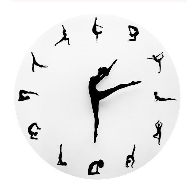 Decorative Silent Yoga Clock Flexible Wall Clock New Studio Fitness ...