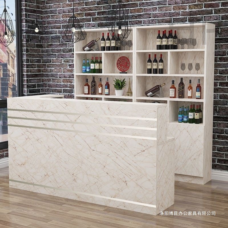 Restaurant Bar Counter with Corner Cash Register Floor Wine Cabinet ...