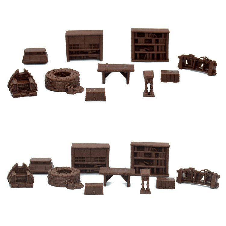 Wargame RPG Tabletop Game Model Cabinet Water Well Bench Bookshelf with ...