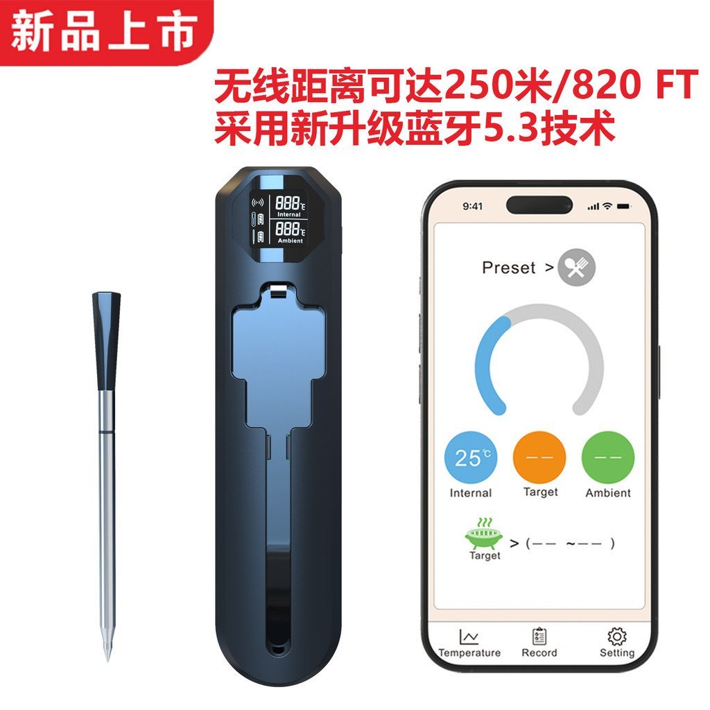 BBQ Smart Wireless Thermometer APP Meat Kitchen Oven Thermometer ...