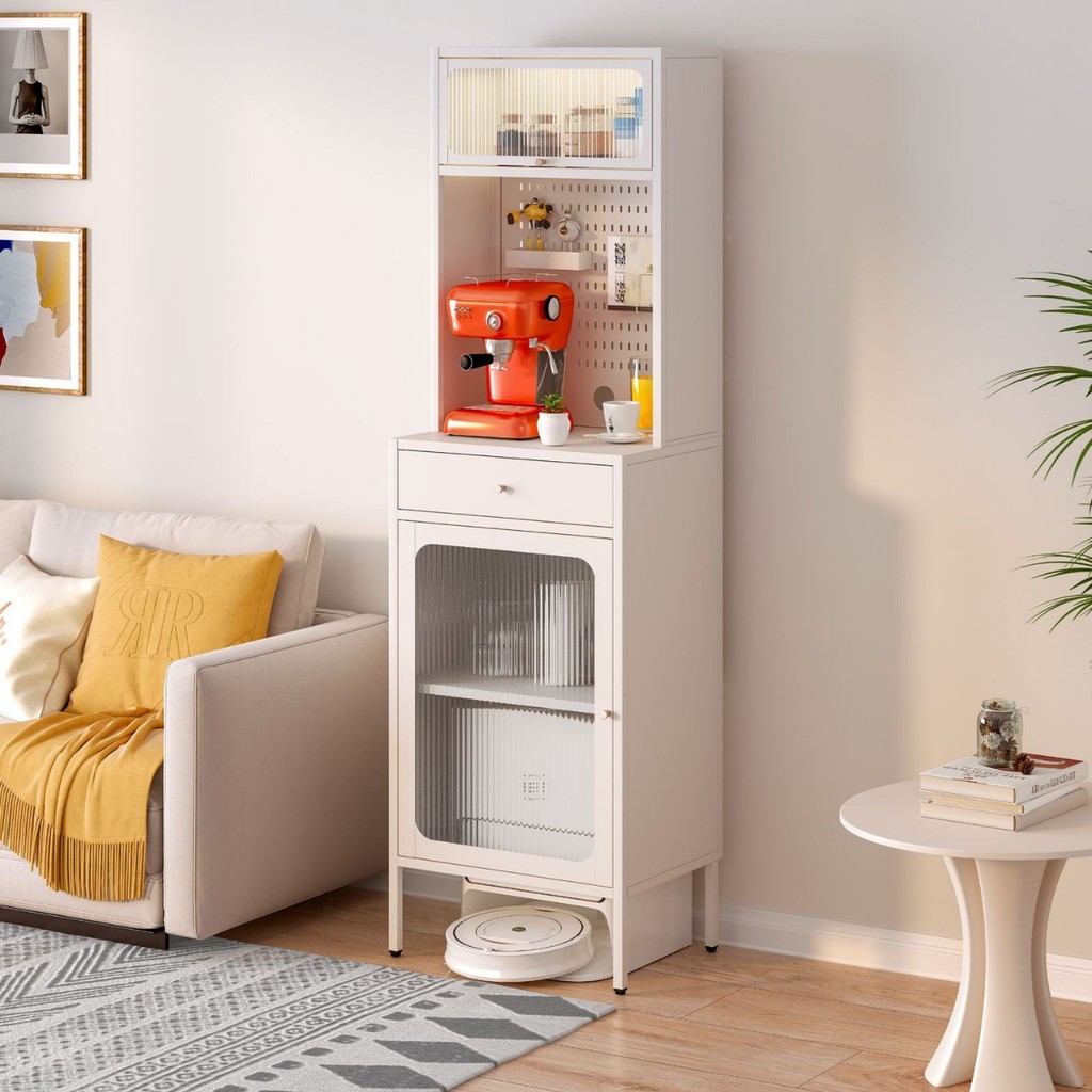 Robot Vacuum Storage Rack Living Room with Cabinet Door Storage Cabinet ...