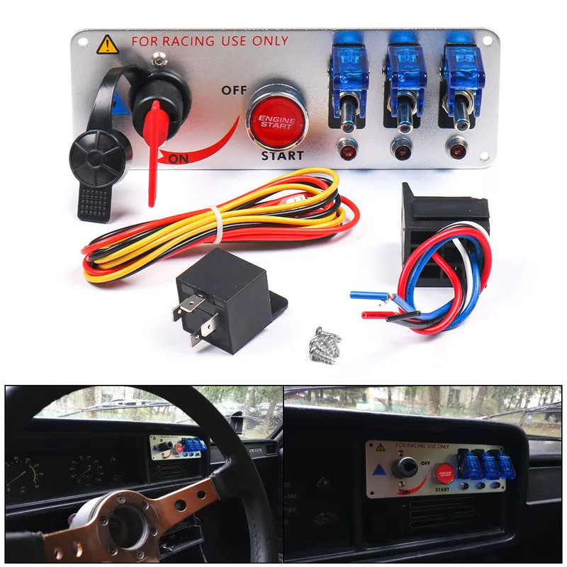 12V Car Switch Auto LED Racing Car Ignition Engine Start On/Off Push ...