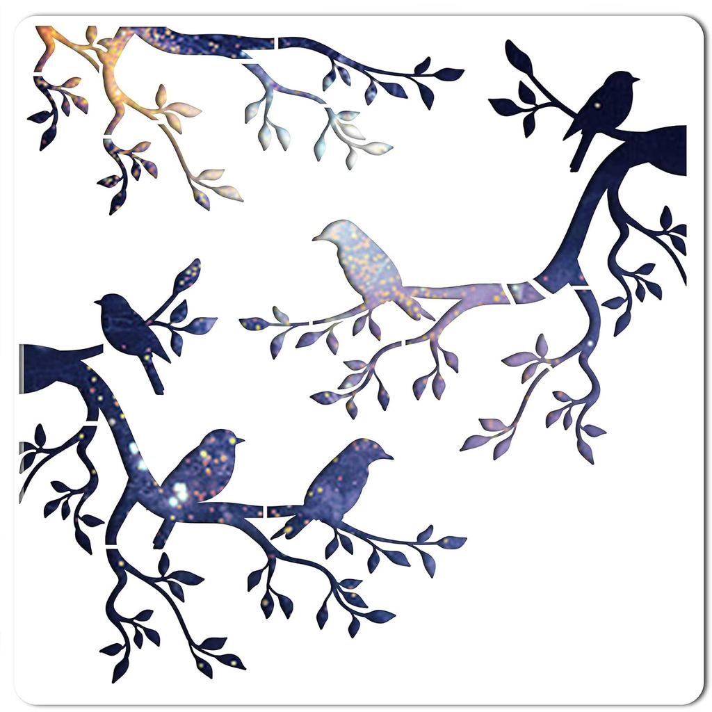 GORGECRAFT Tree Stencil Template Bird Large 11.8x11.8 Inch Reusable ...