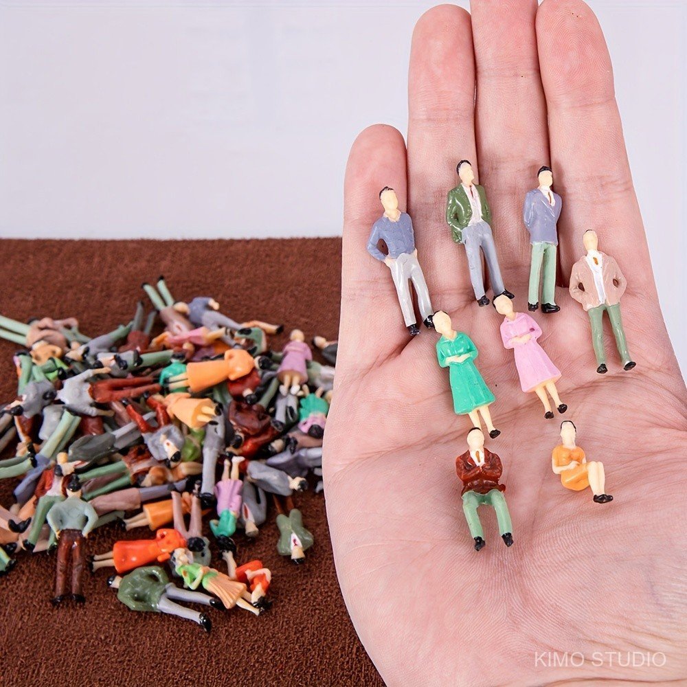 20 Pack ABS Plastic Painted Miniature People Figures, 3.5cm Model Train ...