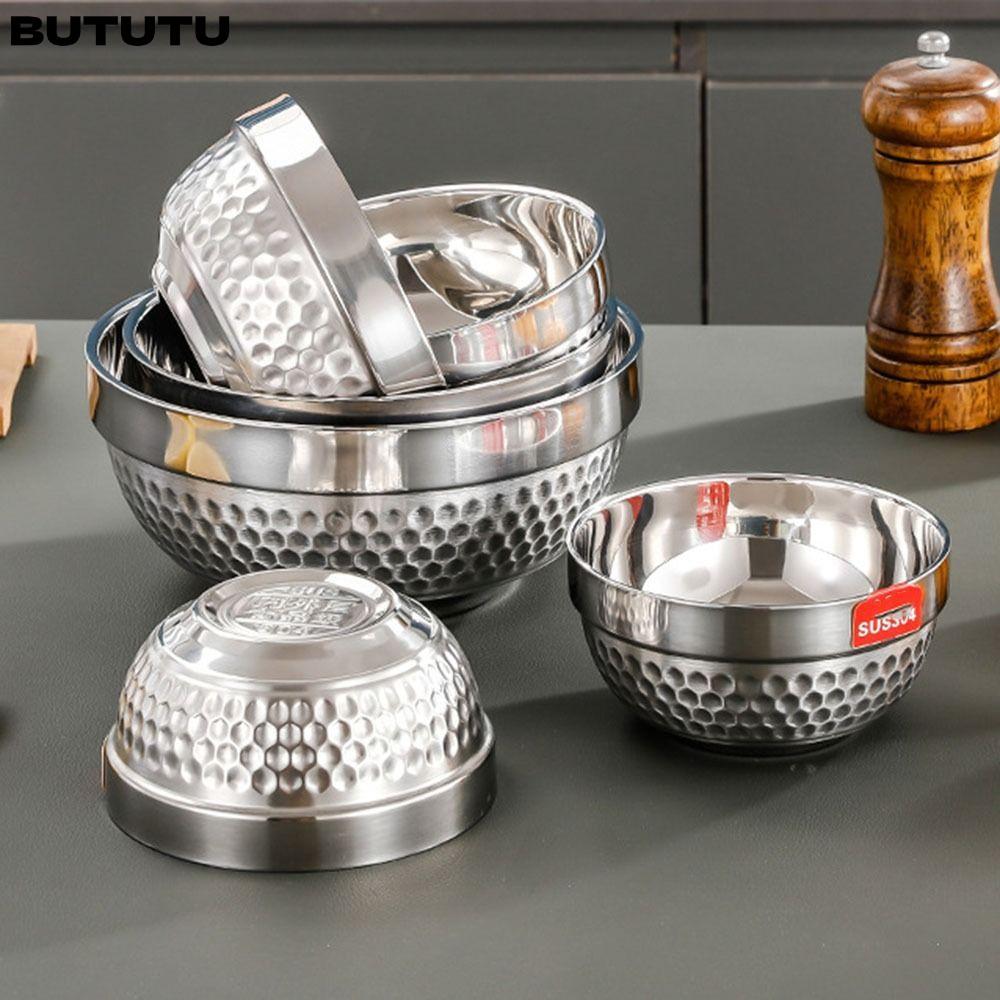 BUTUTU Insulated Soup Bowls, SUS304 Stainless Steel Hammered Texture ...