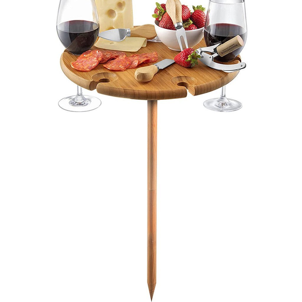 Wooden Outdoor Simple Portable Ground Red Wine Table for Outdoor ...