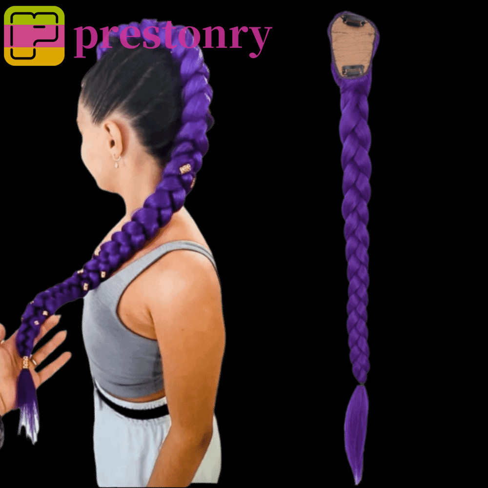 PRESTONRY Braided Purple Hair Ponytail, 26inch Synthetic Rumi Costume ...