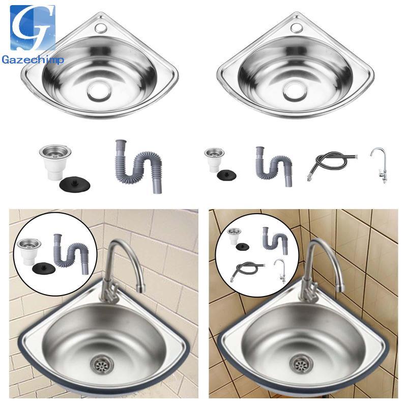 Gazechimp Small Corner Bathroom Sink Single Bowl Sink Wall Mounted ...