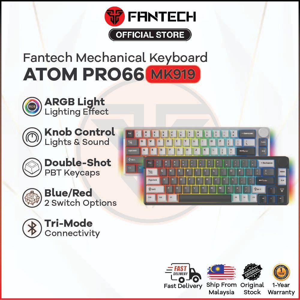 Fantech MK919 ATOM PRO66 Wireless Mechanical Keyboard Tri-Mode ...