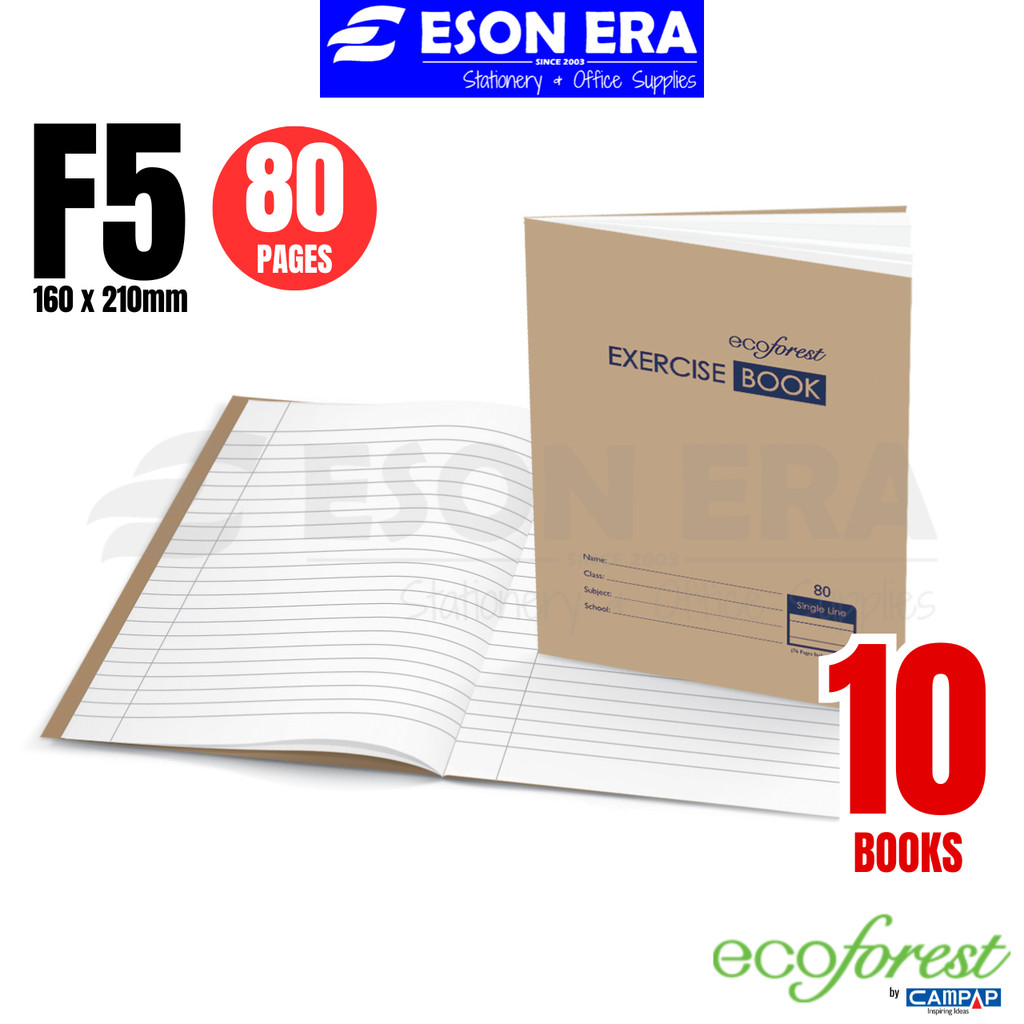 Ecoforest Exercise Book F5 80pages (10 Books/Pack) Super Save Pack Buku ...