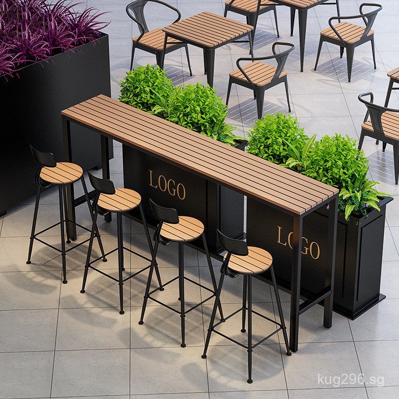 Plastic Wood Outdoor Villa Milk Tea Shop Courtyard Combination Bar ...