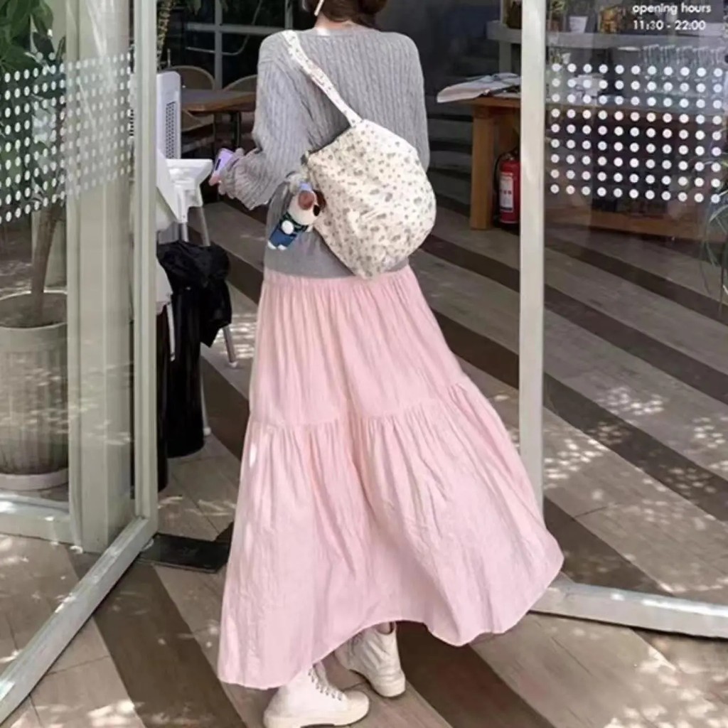 Summer Gentle a Word Skirt Female New High-waisted Slimming Draping ...
