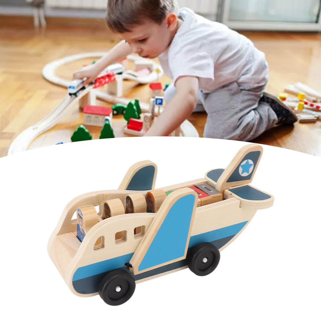 HEO~Wooden Simulation Airplane Children Building Block Toys With ...