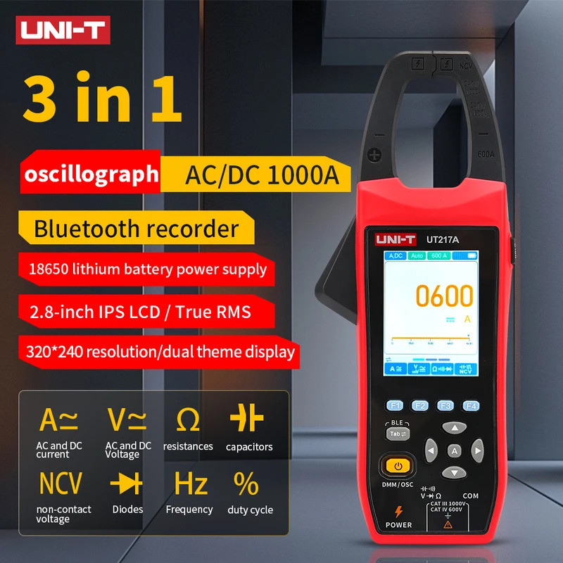 UNIT 3 in 1 1000A AC/DC Clamp Meter+ Oscilloscope Bluetooth Recorder ...