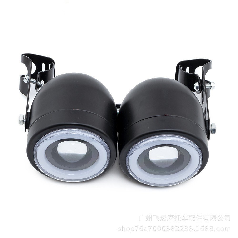 Motorcycle Modification LED Front Headlight Angel Eye Headlamp Pair ...