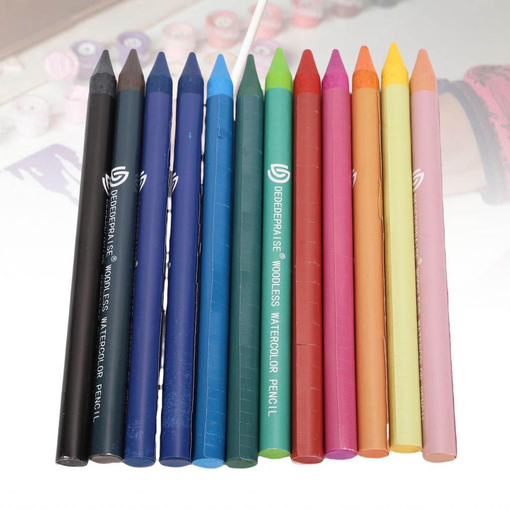 Woodless Colored Pencils Fine Painting Versatile Easy To Mix 12Pcs Oil ...
