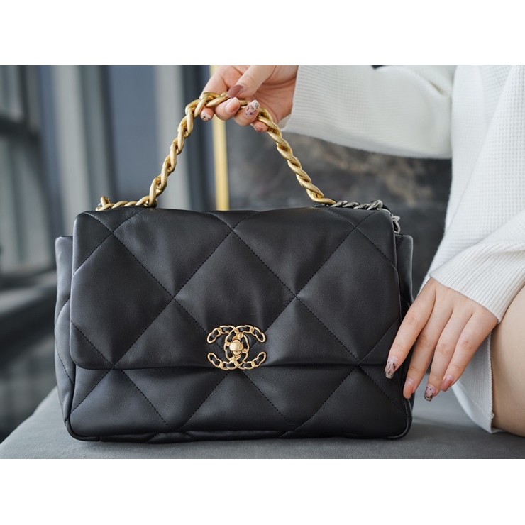 Small Classic Black Handbag - Medium Square Frame Lambskin Series ...