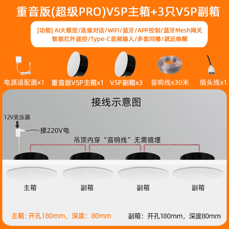 2025High-End Edition Super PRO Smart Home Ceiling Speaker Supports Xiao ...