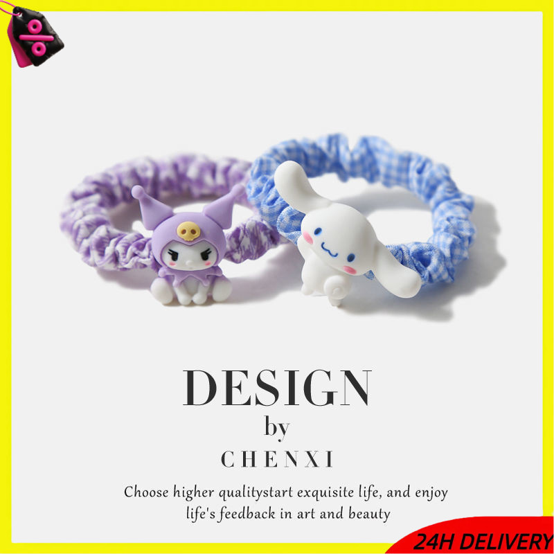 Sanrio Character Hair Tie Set Cinnamon Roll Kuromi Hello Kitty Kawaii