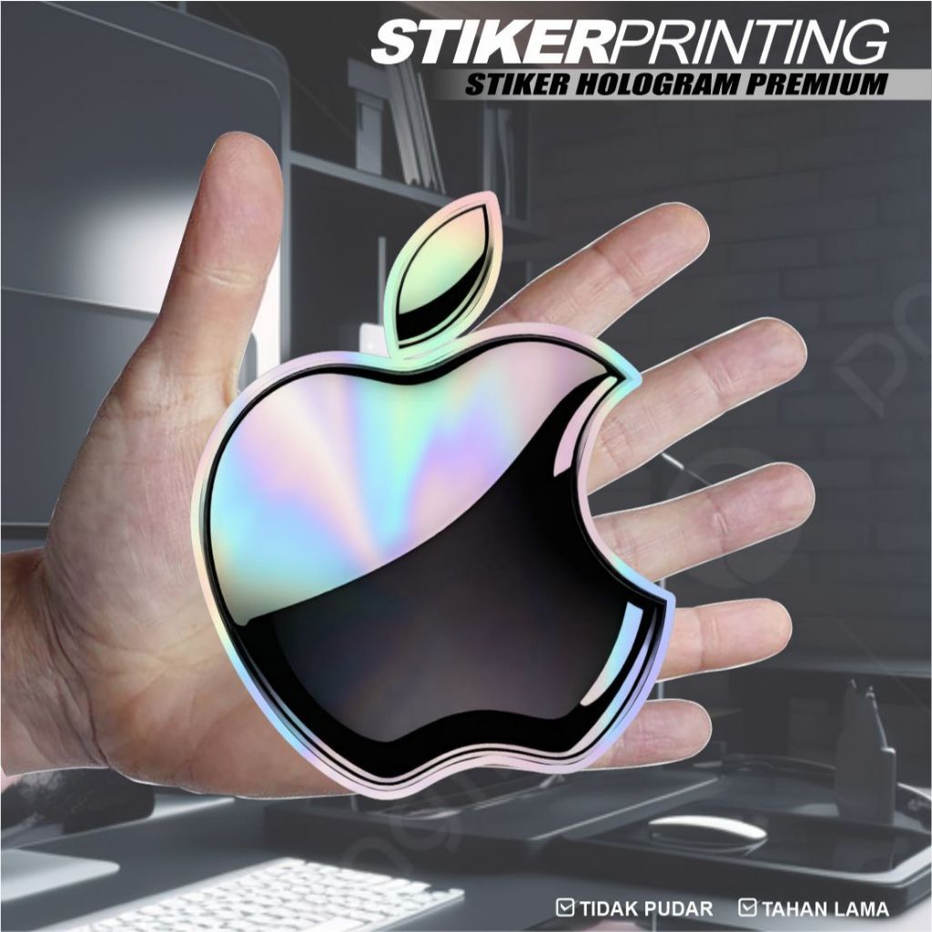 Premium hologhram apple logo printing sticker, cool apple logo sticker ...