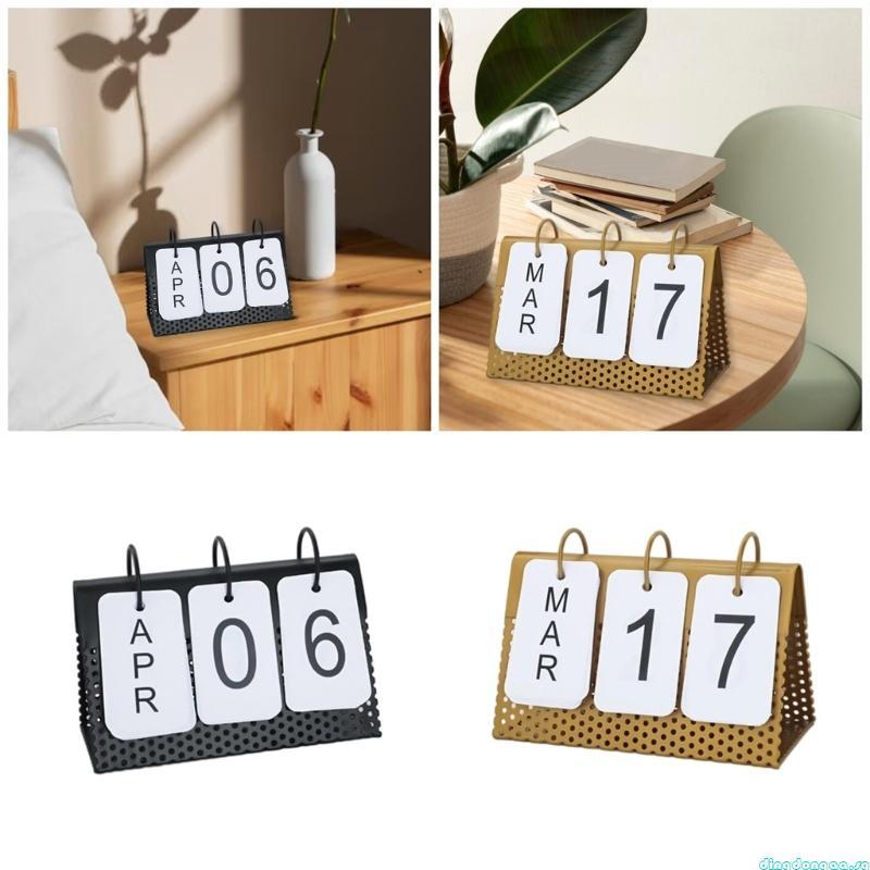 dingdongaa Flipping Permanent Calendar with Metal Frame Stand Desktop ...