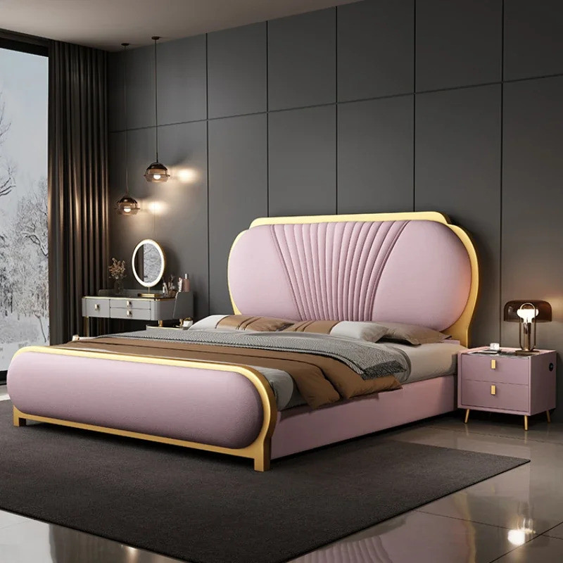 Aesthetic Base Double Bed Frame King Size Cheap Cute Modern Queen Bed ...