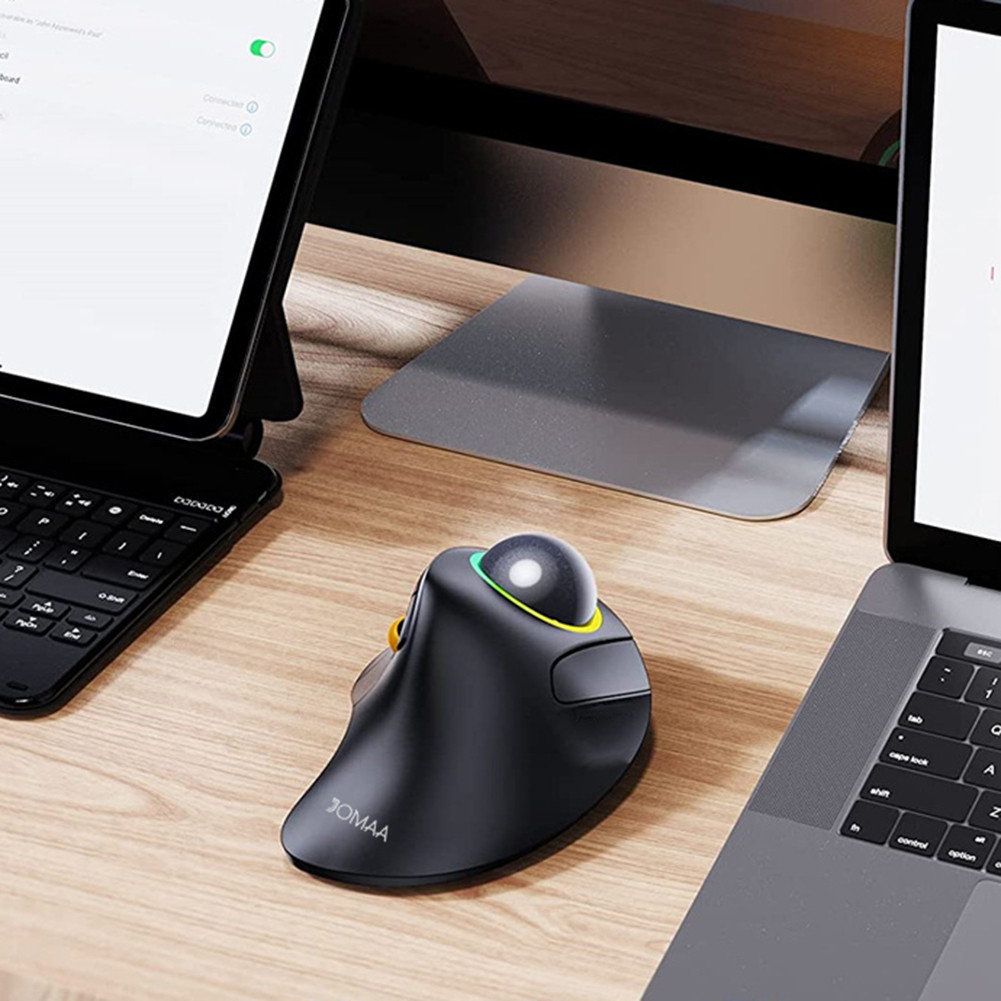 Ergonomic RGB Rollerball Mouse 2.4G & Bluetooth-Compatible Rechargeable ...