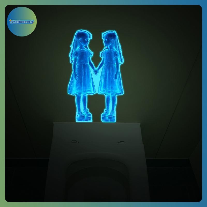 AA Halloween Glow-in-the-dark Toilet Sticker Twin Little Girl Windows ...