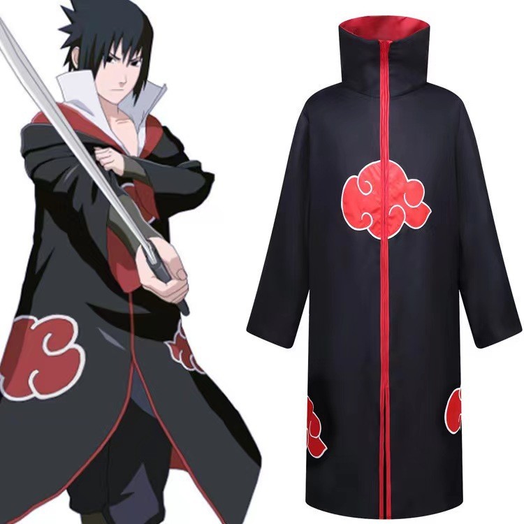 Naruto Akatsuki Organization Full Set Clothes Cloak Cape Halloween ...