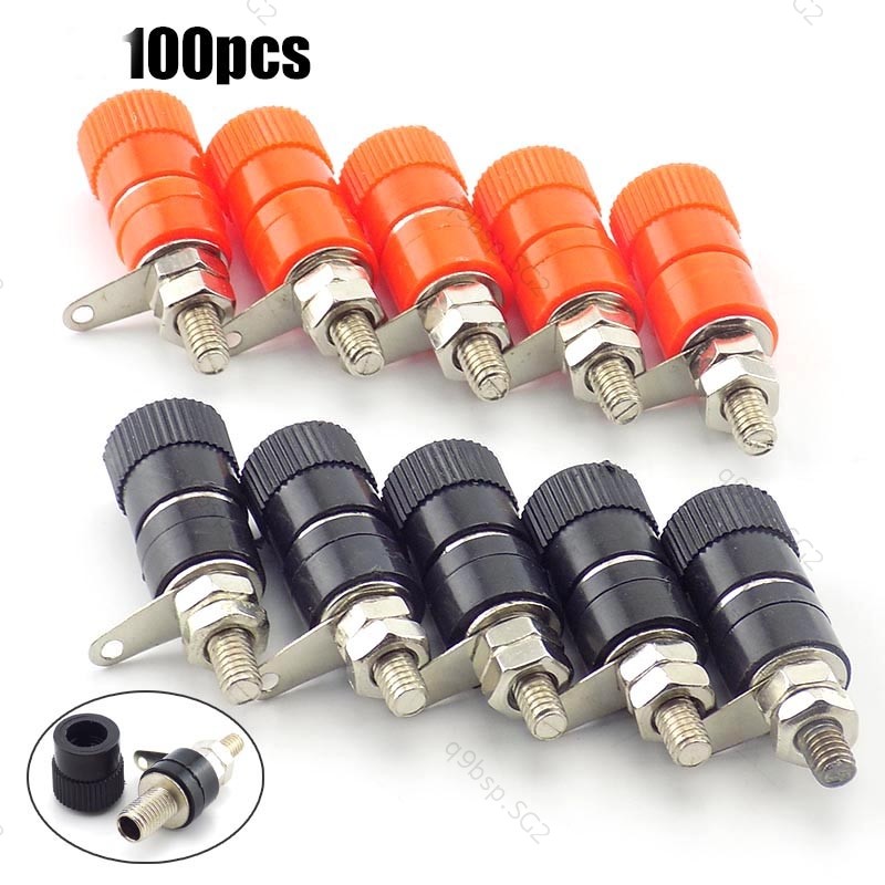 100pcs 4mm Banana Plug Connector Jack Plugs Socket Nickel Plated ...