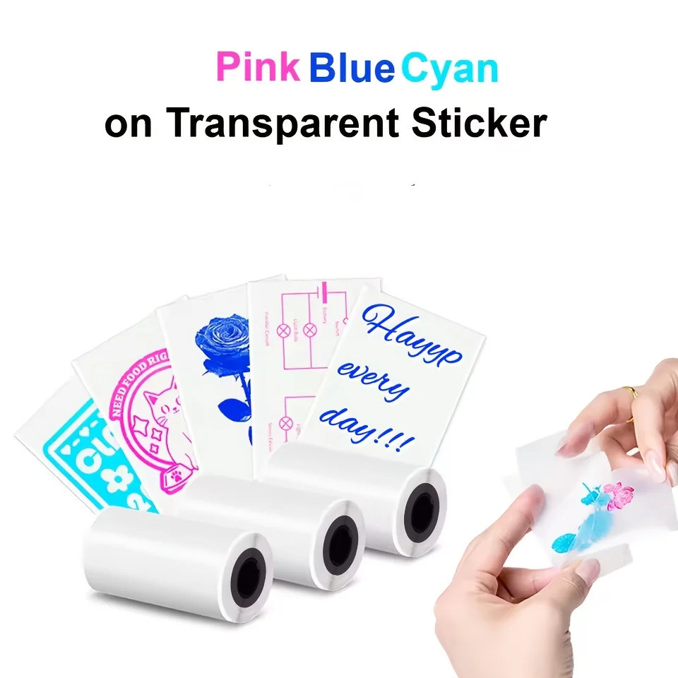Clear Self-adhesive Sticker Paper (cyan/blue/pink/black) For Mini ...