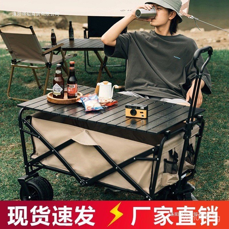 Folding Camping Cart Hand-Pulled Trailer Outdoor Stall Night Market ...