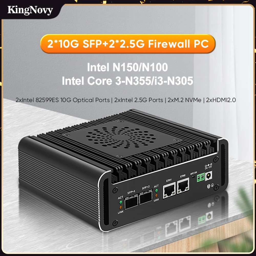 2x10g Sfp+ Intel Core 3-n355 I3 N305 N150 N100 Firewall Router Mini Pc 2xi226-v 2.5g 2xnvme 2xhd ...