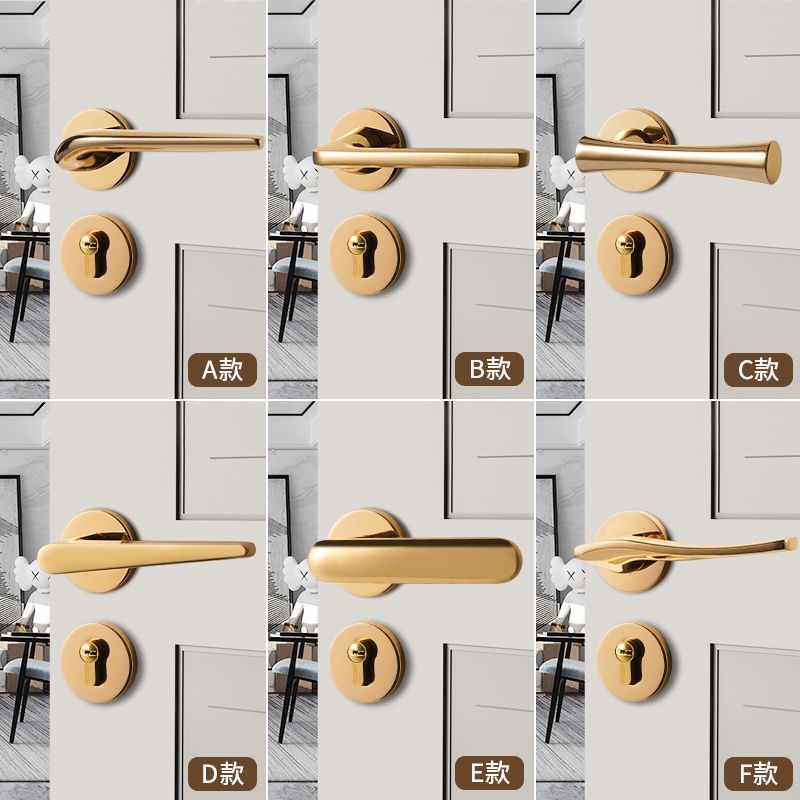Luxury Two-Piece Bedroom Door Lock with Brushed Gold Copper Finish ...