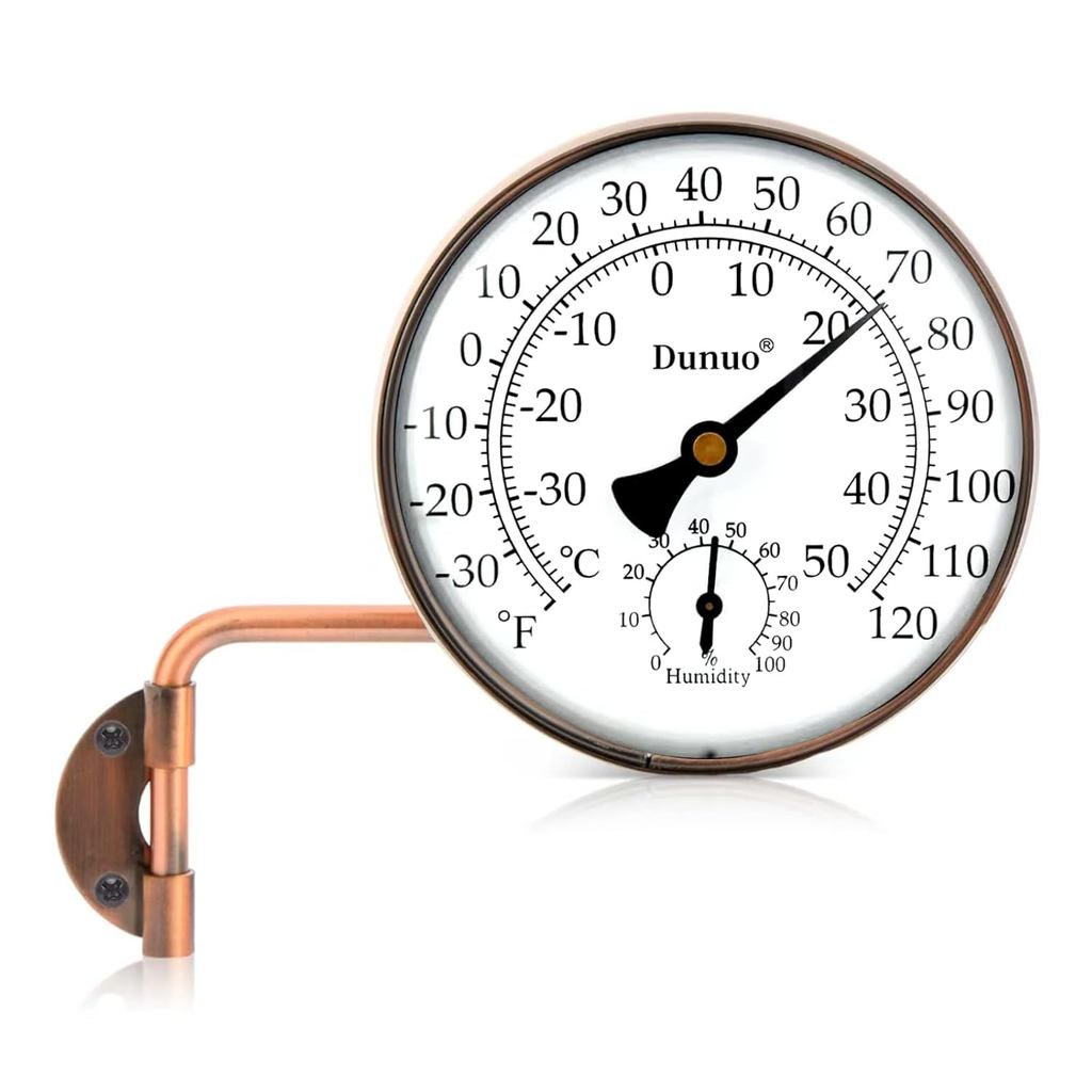 4-Inch Copper Outdoor Thermometer - Analog Temperature Gauge for Patio ...