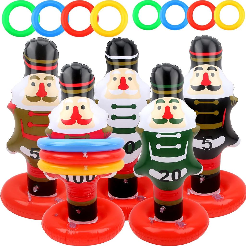 5 Pack Christmas Inflatable Nutcrackers Ring Toss Games Toys for Kids ...