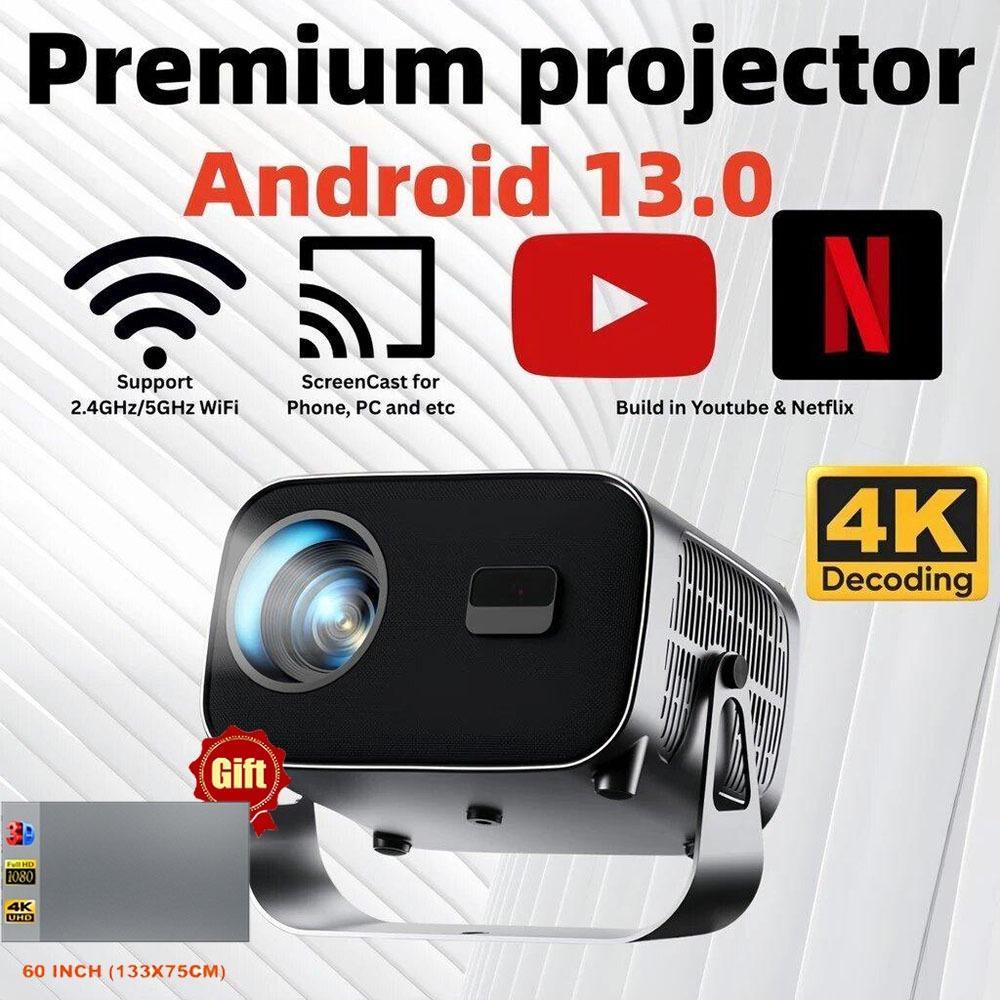 V10 Projector 360° Rotate 12000 Lumens 1080P Native Support 4K Auto ...