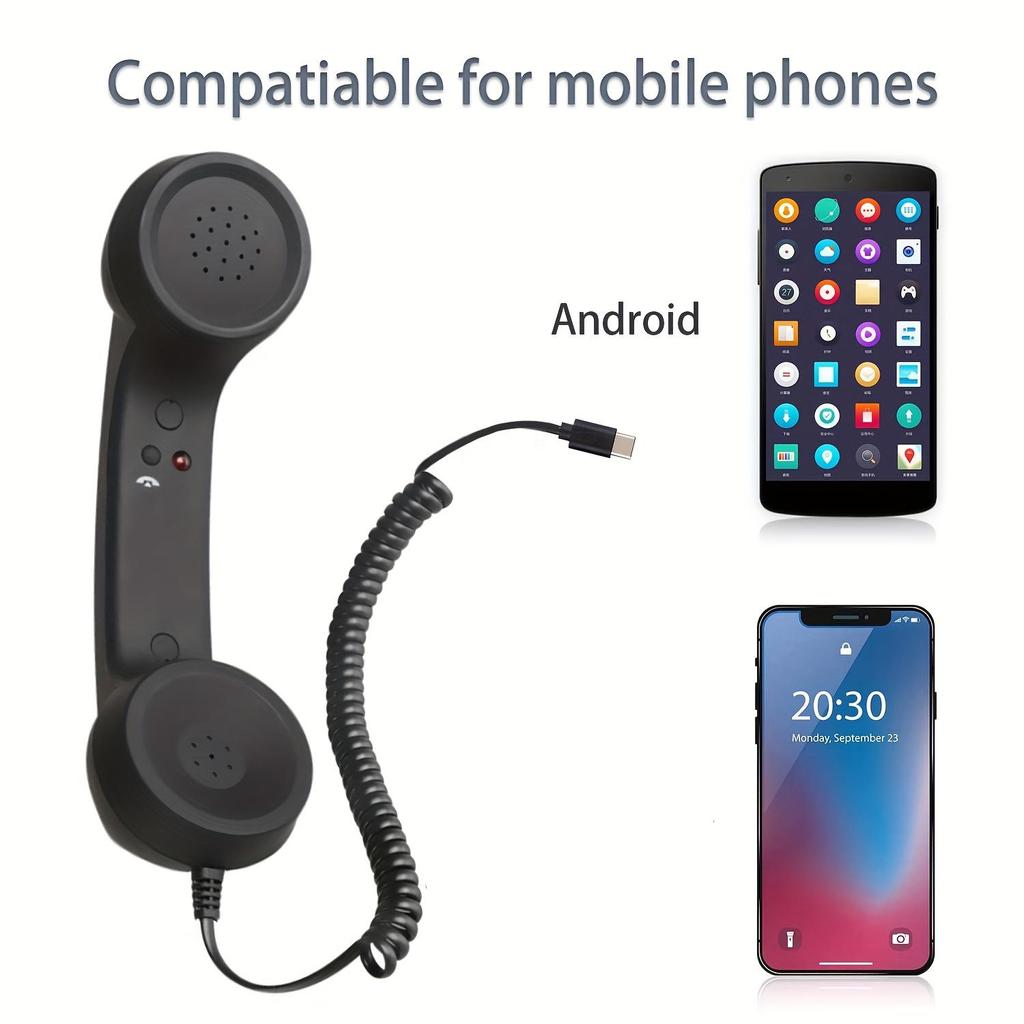 Plug & Play TYPE-C Phone Handset - Retro External Call Receiver with ...