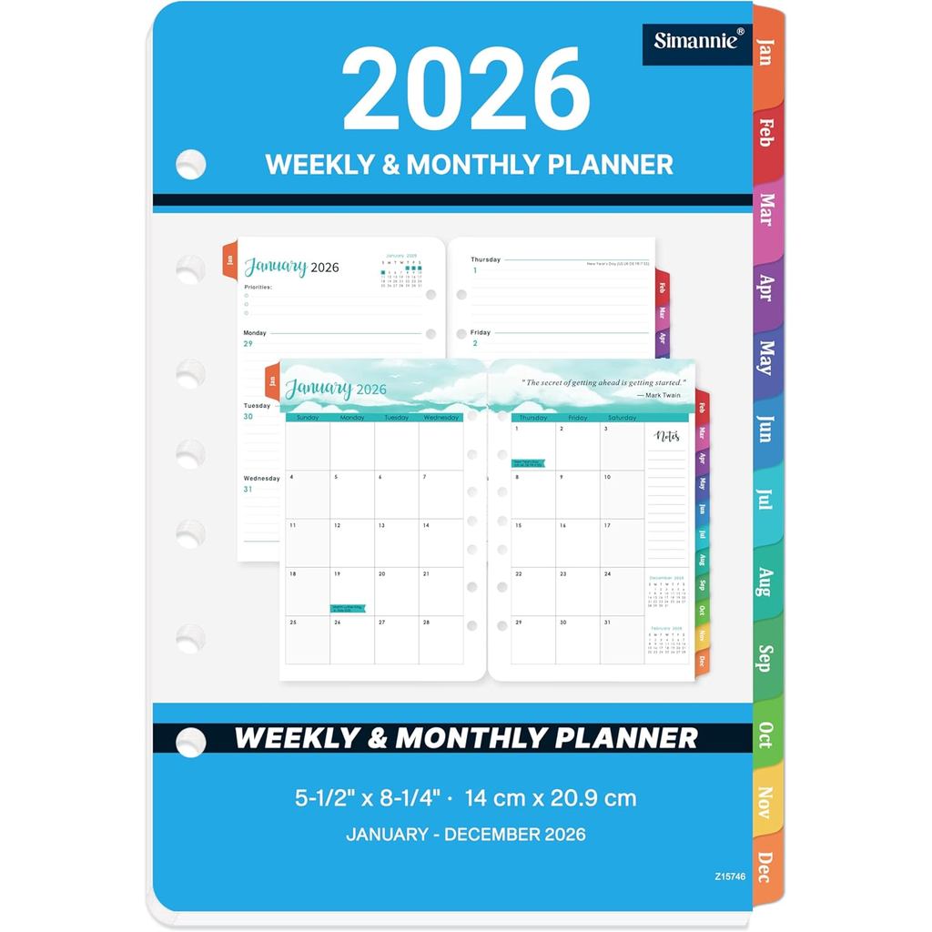 2026 Planner Refills - A5 Planner Inserts with 7-Hole Punched, JAN 2026 ...