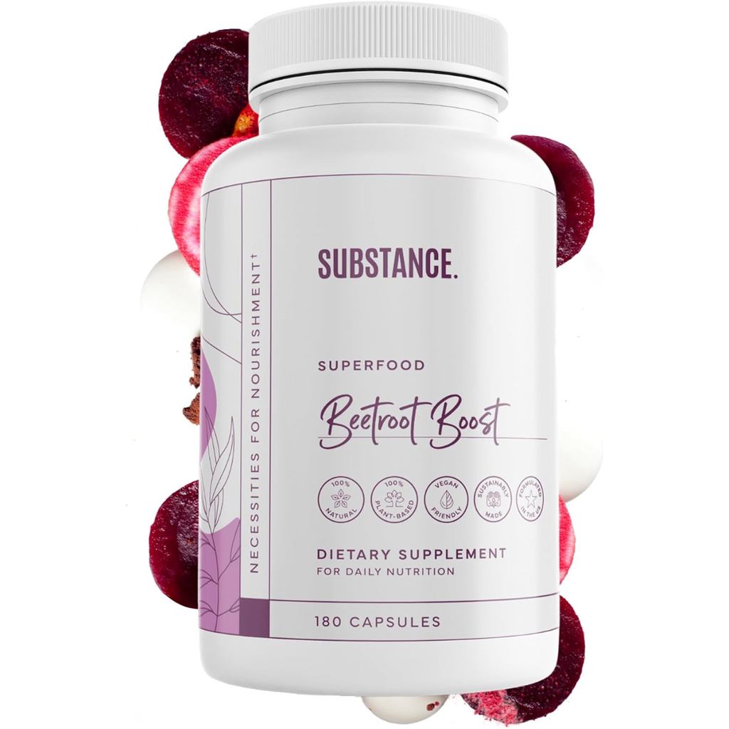 SUBSTANCE. Beetroot Boost Capsules - 4500mg per Serving, 30 Days Beet ...