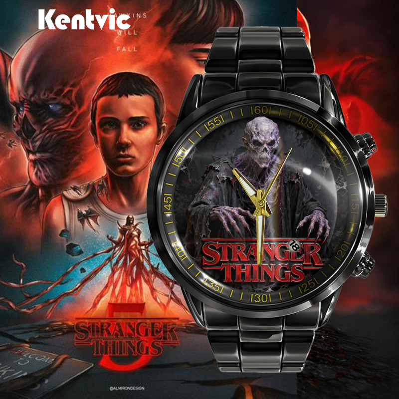 Stranger Things 5 Men's Quartz Watch Black Steel Strap With Calendar ...