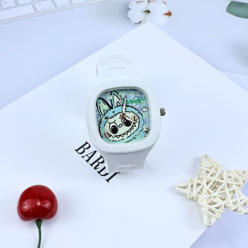 Square labubu Watch Silicone Quartz Student labubu Cartoon Unisex 10.26 ...