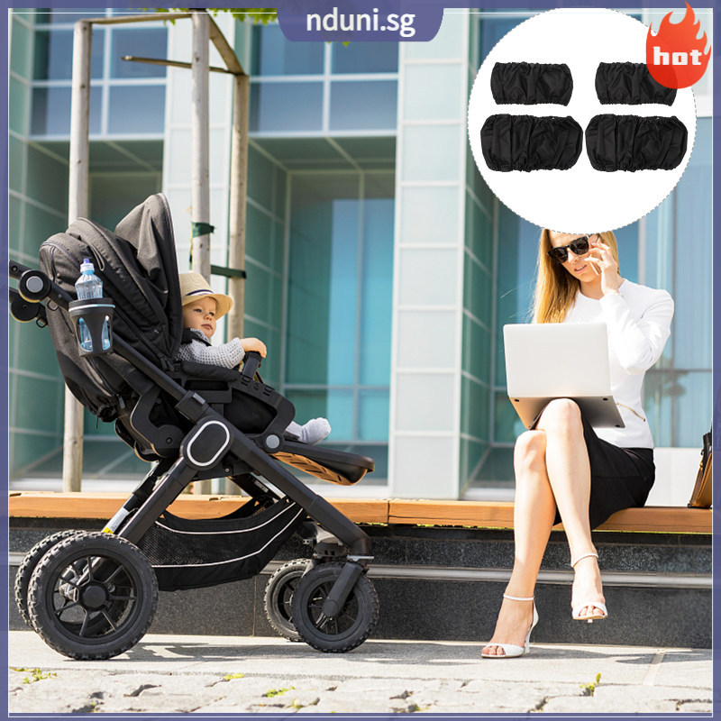 🧶 4Pcs Black Oxford Fabric Stroller Wheel Guards Waterproof for Baby ...