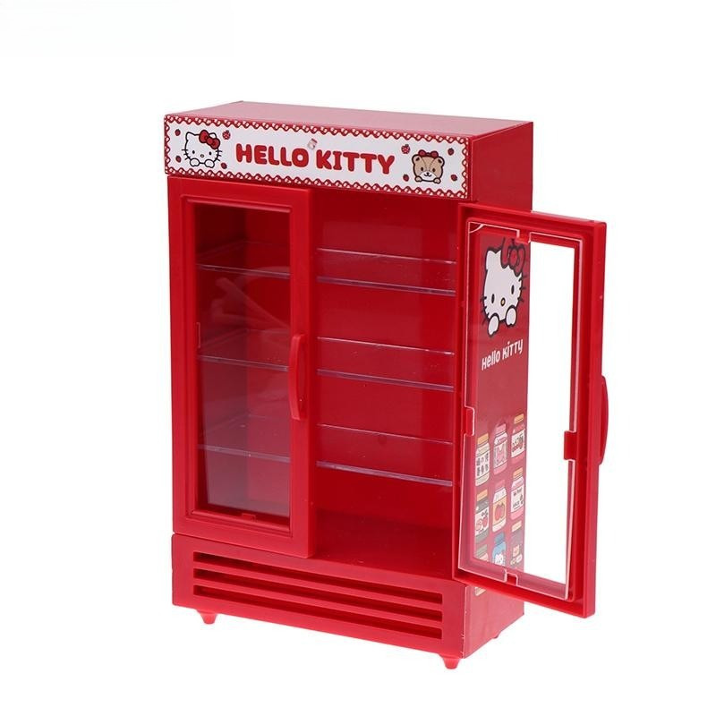 Mini Hello Kitty Refrigerator Model Dollhouse KT Cat Red Double Door ...
