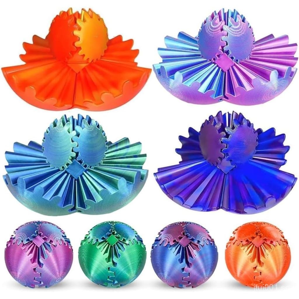 3D Printed Gear Ball Gear Sphere Fidget Toy, 4 Pcs Steampunk Whirling ...