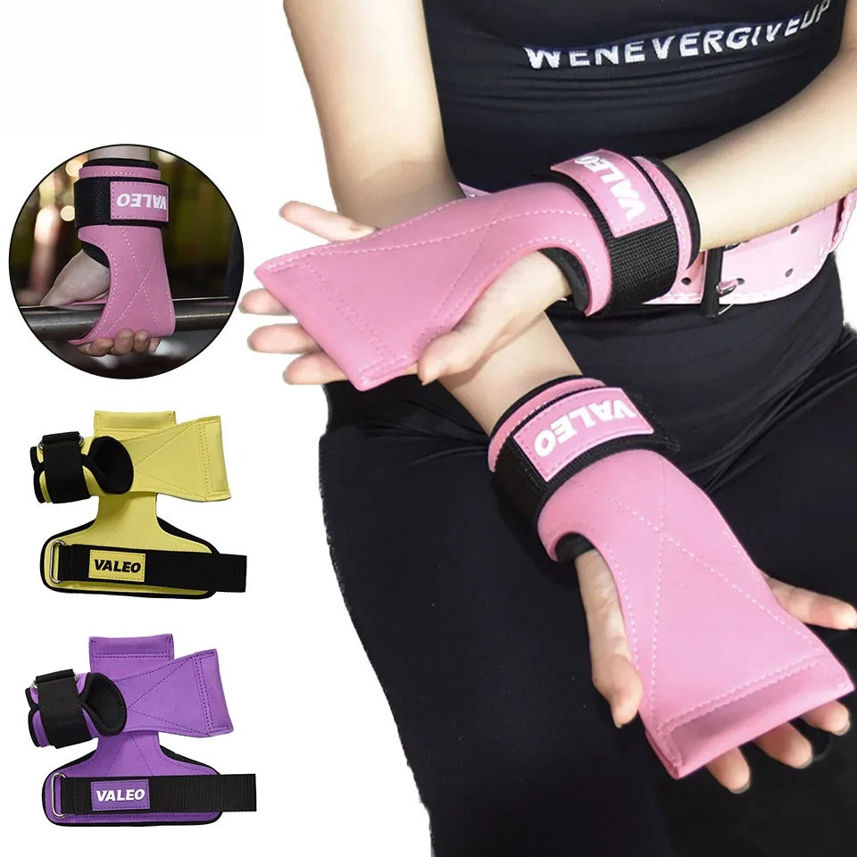 1Pair Gym Palm Gloves Solid Adjustable Strength Training Grip Support ...