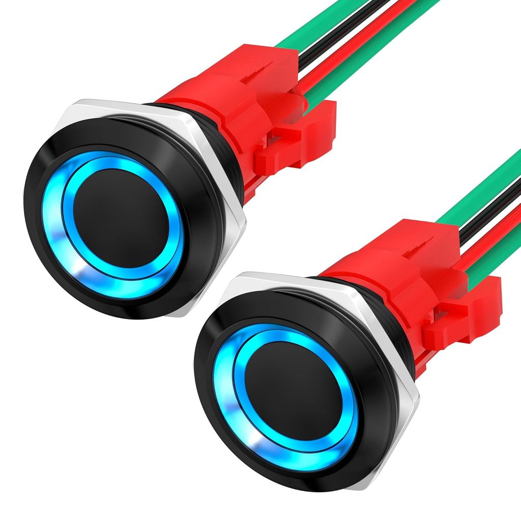 Joinfworld Momentary Push Button Switch 12V 20 Amp Heavy Duty Marine ...