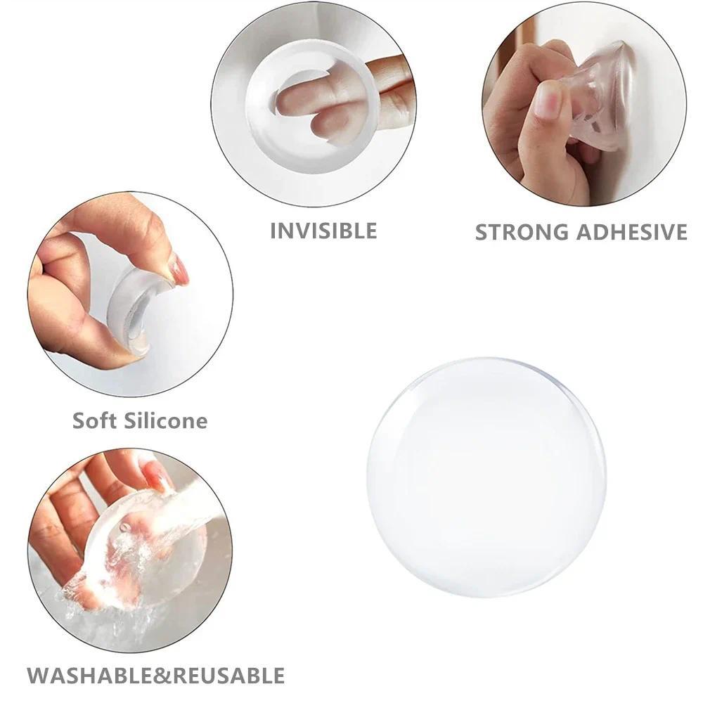 Round Transparent Soft Silicone Non-slip Door Stopper Muffler Wall ...