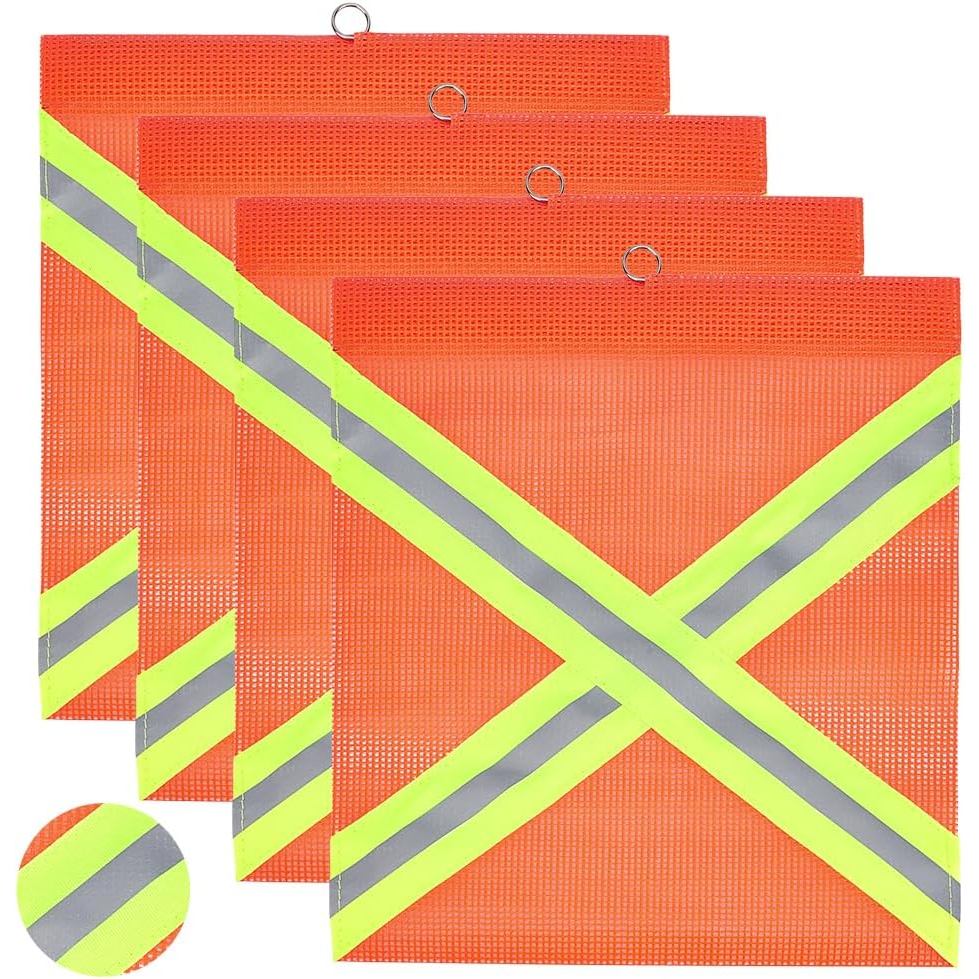 BENECREAT 4Pcs Reflective Safety Flags with Wire Loop, 13.4x11.8 Inch ...
