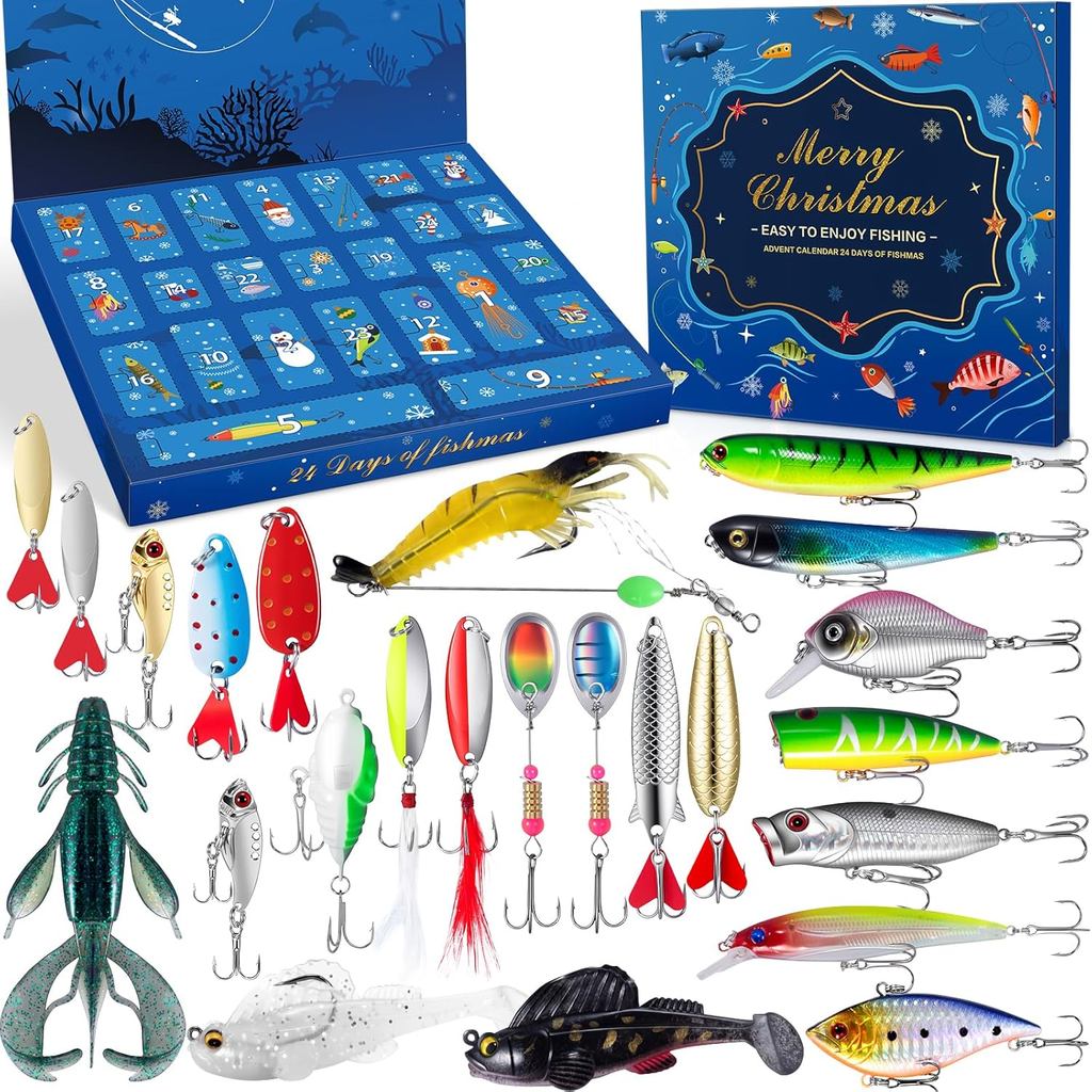 Fishing Advent Calendar 2025 Adult Men Teen Boys, 24 Days Christmas ...